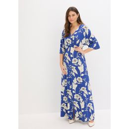 bonprix Jerseykleid aus softem Viskose-Mix, blau, Gr.36/38 (S), floral bedrucktes Jerseykleid aus softem Viskose-Mix in Maxil&auml;nge, aus Viskose
