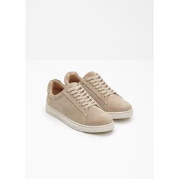 bonprix Sneaker aus Veloursleder, beige, Gr.43, Zeitloser Sneaker aus Veloursleder, aus Veloursleder