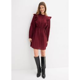 bonprix Kleid mit Volants, rot, Gr.50, modisches Kleid mit dekorativen Volants und Knopfleiste vorne im Oberteil