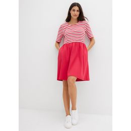 bonprix Shirtkleid aus reiner Baumwolle, rot, Gr.44/46 (L), Kurzes Kleid mit ausgestelltem Schnitt, aus 100% Baumwolle