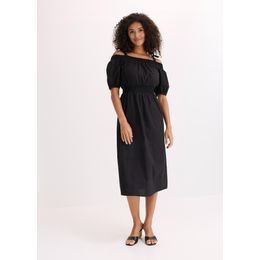 bonprix Off-Shoulder-Kleid aus reiner Bio-Baumwolle, schwarz, Gr.42, Ein trendiger Hingucker, 100% Baumwolle (organic)