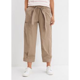 bonprix Verk&uuml;rzte Cargo-Hose, braun, Gr.36, Stylische Cargo-Hose mit Bindeg&uuml;rtel, aus 100% Baumwolle