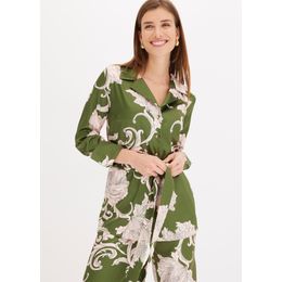 bonprix Bluse aus flie&szlig;endem Satin, gr&uuml;n, Gr.54, feminine Bluse aus flie&szlig;endem Satin mit modischem floralen Print, aus Satin