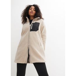 bonprix Teddy-Fleece Jacke, grau, Gr.48/50 (XL), Kuschelige Teddy-Fleece Jacke mit Rei&szlig;verschlusstasche auf Vorderseite, aus Fleece
