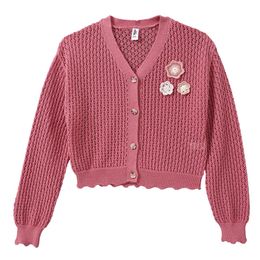 Yigga M&auml;dchen Strickjacke mit Lochmuster