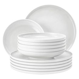 Geschirr-Set Seltmann Weiden "Tafelservice Sento Home 12er Set", wei&szlig; (aura wei&szlig;), 12 tlg., Porzellan, Geschirr-Sets, Geschirr-Set