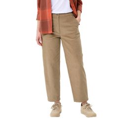 Cordhose Vaude "WOMEN'S NAJUN CORD PANTS", Damen, Gr. 44, N-Gr, beige (oat), Cord, Obermaterial: 99% Baumwolle, 1% Elasthan, Hosen Cordhose, Loose Fit, weit geschnittene Beine, sportlicher Stil