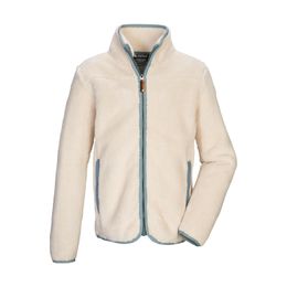 Fleecejacke Killtec "KOW 241 BYS FLC JCKT", Jungen, Gr. 176, ecru, Oberseite: 100% Polyester;R&uuml;ckseite: 100% Polyester, Jacken Fleecejacke, Weiche Sherpa Fleecejacke mit Kinnschutz und Stehkragen