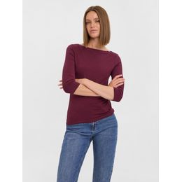 V&eacute;ro Moda 3/4-Arm-Shirt VERO MODA "VMPANDA MODAL 3/4 TOP JRS NOOS", Damen, Gr. L, rot (winetasting), Jersey, Obermaterial: 48% Baumwolle, 48% Modal, 4% Elasthan, unifarben, regular fit normal, U-Boot-Ausschnitt, Shirts 3/4-Arm-Shirt, Baumwollmischung, regular fit, Topseller