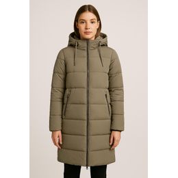 Steppmantel Only "ONLMANNY LONG PUFFER COAT OTW ZL", Damen, Gr. L, grau (stone gray), Web, Obermaterial: 60% Polyester, 40% Nylon, unifarben, regular fit, hoch geschlossener Ausschnitt, M&auml;ntel Steppmantel