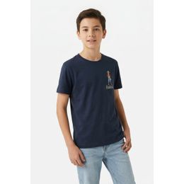 T-Shirt name it "NKMDIO ONEPIECE SS NREG TOP BOX NOOS VDE", Jungen, Gr. 134/140, navy blazer, Jersey, Obermaterial: 100% Baumwolle, bedruckt, unifarben, regular fit h&uuml;ftlang, Rundhals, abgesteppte Kante, Shirts T-Shirt, mit kleinem Brust- und gro&szlig;em R&uuml;ckenmotiv