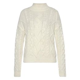Buffalo Stehkragenpullover beige Gr. 40/42 f&uuml;r Damen. Figurumspielend