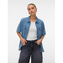 V&eacute;ro Moda Jeansbluse VERO MODA "VMSIGGA SS CLR DENIM SHIRT", Damen, Gr. M, light blau denim, Denim/Jeans, Obermaterial: 90% Baumwolle, 10% Viskose, unifarben, regular fit normal, Blusen Jeansbluse, Baumwollmischung, regular fit