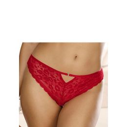 VIVANCE BY LASCANA String rot Gr. 36/38 f&uuml;r Damen. Mit Spitze, &Ouml;sen, B&auml;nder. Figurbetont. Nachhaltig.