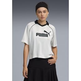 T-Shirt Puma "ESS JERSEY", Damen, Gr. XS, Puma wei&szlig;, Web, Obermaterial: 100% Polyester, unifarben, relaxed fit kurz, V-Ausschnitt, Shirts T-Shirt, lockere Passform, Kurzarm, atmungsaktiv, mit V-Ausschnitt