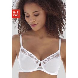 VIVANCE BY LASCANA T-Shirt-BH wei&szlig; Gr. 95D. Mit Spitze, Mesheinsatz, Schmuckstein, Schleife. Mit B&uuml;gel. Nachhaltig.