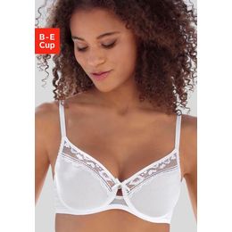 VIVANCE BY LASCANA T-Shirt-BH wei&szlig; Gr. 95B. Mit Spitze, Mesheinsatz, Schmuckstein, Schleife. Mit B&uuml;gel. Nachhaltig.