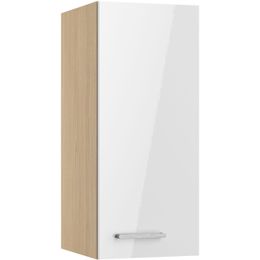 H&auml;ngeschrank KOCHSTATION "KS-Lucy", wei&szlig; glanz, eiche hell, B:30cm H:70,4cm T:34,6cm, Schr&auml;nke, H&auml;ngeschrank, Breite 30 cm, mit 1 T&uuml;r, 2 Einlegeb&ouml;den, Soft-Close