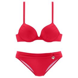 s.Oliver Set: Push-Up-Bikini 'Tonia' rot Gr. 42 Cup B. Mit Zierperlen. Mit B&uuml;gel