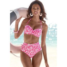 VIVANCE BY LASCANA B&uuml;gel-Bandeau-Bikini-Top 'Leni' mehrfarbig Gr. 34 Cup C. Mit Druck. Mit Seitlichen St&auml;bchen Und Mit B&uuml;gel