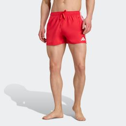 Badeshorts adidas Performance "3-STREIFEN 3-INCH", Herren, Gr. S, N-Gr, pure ruby, wei&szlig;, Gewirkt, Obermaterial: 100% Polyester, Badehosen Badeshorts