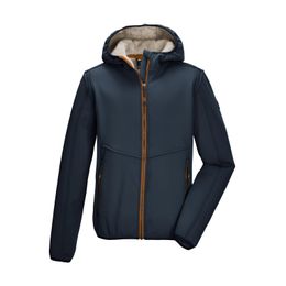Fleecejacke Killtec "KOW 240 BYS FLC JCKT", Jungen, Gr. 128, nachtblau, Oberseite: 80% Polyester, 20% Elasthan;R&uuml;ckseite: 100% Polyester, Jacken Fleecejacke, Kinder Fleecejacke mit Teddyfutter, Kinnschutz und Reflektoren