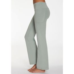 active by Lascana LASCANA ACTIVE Jazzpants gr&uuml;n Gr. 32/34 f&uuml;r Damen. Mit Logodruck. K&ouml;rpernah. Nachhaltig.