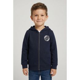 Sweatjacke Tom Tailor, Jungen, Gr. 104/110, blau (navy), Obermaterial: 100% Baumwolle, unifarben, weit, Rippb&uuml;ndchen, Sweatjacken Sweatjacke, mit Kapuze