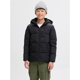 Jack & Jones Steppjacke JACK & JONES JUNIOR "JJEOWEN REFLECTIVE PUFFER SN JNR", Jungen, Gr. 140, schwarz (schwarz detail:reflective), Web, Obermaterial: 100% Polyester, regular fit normal, Jacken Steppjacke