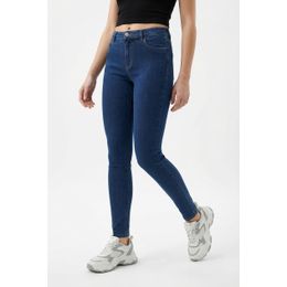 Skinny-fit-Jeans Only "ONLRAY REG WAIST SKINNY BOX DNM", Damen, Gr. M, L&auml;nge 30, medium blau denim, Denim/Jeans, Obermaterial: 53% Viskose, 29% Baumwolle, 17% Polyester, 1% Elasthan, unifarben, skinny fit kn&ouml;chellang, Jeans Skinny-fit-Jeans