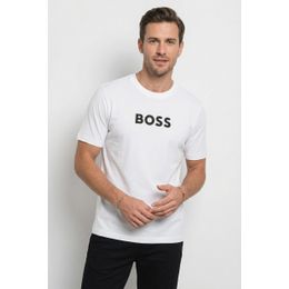 T-Shirt BOSS Green, Herren, Gr. XXL, wei&szlig;100, Single Jersey, Obermaterial: 100% Baumwolle, unifarben, regular fit normal, Rundhals, Shirts T-Shirt, Rundhalsausschnitt, Regular Fit, Boss-Logodruck