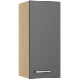 H&auml;ngeschrank KOCHSTATION "KS-Lucy", anthrazit, eiche hell, B:30cm H:70,4cm T:34,6cm, Schr&auml;nke, H&auml;ngeschrank, Breite 30 cm, mit 1 T&uuml;r, 2 Einlegeb&ouml;den, Soft-Close