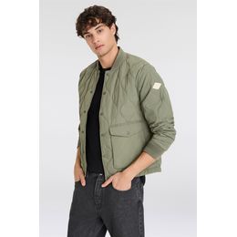 Bomberjacke Replay, Herren, Gr. L, soft military, Web, Obermaterial: 100% Polyester, unifarben, regular fit, angesetztes B&uuml;ndchen, Jacken Bomberjacke, mit Steppmuster