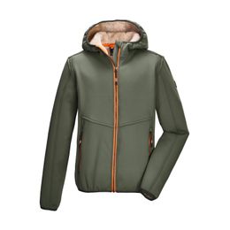 Fleecejacke Killtec "KOW 240 BYS FLC JCKT", Jungen, Gr. 164, olivgr&uuml;n, Oberseite: 80% Polyester, 20% Elasthan;R&uuml;ckseite: 100% Polyester, Jacken Fleecejacke, Kinder Fleecejacke mit Teddyfutter, Kinnschutz und Reflektoren