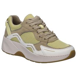Keilsneaker Josef Seibel "Lissi 13", Damen, Gr. 40, braun (wei&szlig;, gelb, hellbraun), Leder, Textil, kontrastfarbene Details, Schuhe Keilsneaker, Sportschuh, Freizeitschuh, Schn&uuml;rschuh mit Plateau und Keilabsatz