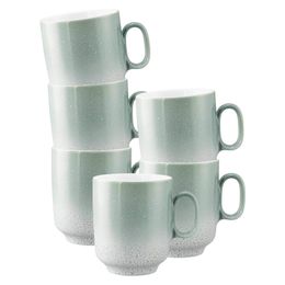 Becher Seltmann Weiden "Henkelbecher Sento Home 400 ml 6er Set", gr&uuml;n (aura mint), 6 tlg., Porzellan, Trinkgef&auml;&szlig;e, Becher