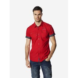 KOROSHI Button Up Shirt male size XXL Dark grey / Orange red / Black / White