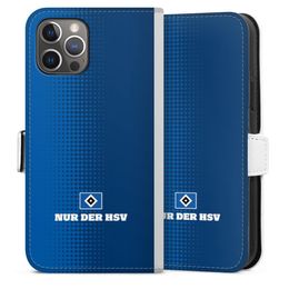 DeinDesign iPhone 12 Pro Handy Klapph&uuml;lle Handyh&uuml;lle aus Kunst Leder wei&szlig; Flip Case Hsv Logo Official Licensed Product Sideflip mit Lasche