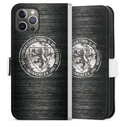 DeinDesign iPhone 12 Pro Handy Klapph&uuml;lle Handyh&uuml;lle aus Kunst Leder wei&szlig; Flip Case Official Licensed Product Eintracht Braunschweig Logo Sideflip mit Lasche