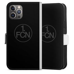 DeinDesign iPhone 12 Pro Handy Klapph&uuml;lle Handyh&uuml;lle aus Kunst Leder wei&szlig; Flip Case 1. Fcn 1. Fc N&uuml;rnberg Logo Sideflip mit Lasche