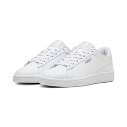 Sneaker Puma "SMASH 3.0 L", Herren, Gr. 37, rosa (Puma wei&szlig;, rosebay, Puma silber), Leder, Synthetik, Schuhe Sneaker, mit sportlicher Optik, mit leicht profilierter Gummilaufsohle