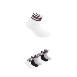 Kurzsocken Fila, M&auml;dchen, Gr. 27-30, schwarz, wei&szlig;, grau, Baumwollmischung, Socken Kurzsocken, Cotton-Mix, mit Rippenb&uuml;ndchen