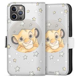 DeinDesign iPhone 12 Pro Handy Klapph&uuml;lle Handyh&uuml;lle aus Kunst Leder wei&szlig; Flip Case Simba Lion King Disney Sideflip mit Lasche