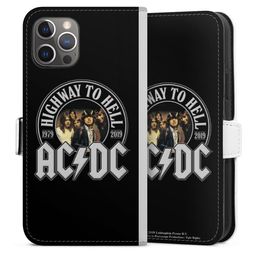 DeinDesign iPhone 12 Pro Handy Klapph&uuml;lle Handyh&uuml;lle aus Kunst Leder wei&szlig; Flip Case Acdc Official Licensed Product Rock Sideflip mit Lasche