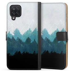DeinDesign Galaxy A12 Handy Klapph&uuml;lle Handyh&uuml;lle aus Kunst Leder schwarz Flip Case Abstract Forrest Tree Sideflip mit langer Lasche