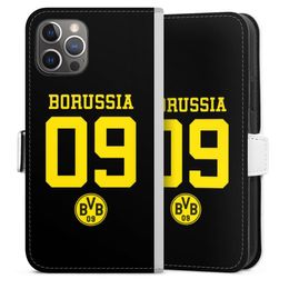 DeinDesign iPhone 12 Pro Handy Klapph&uuml;lle Handyh&uuml;lle aus Kunst Leder wei&szlig; Flip Case Jersey Bvb Borussia Dortmund Sideflip mit Lasche