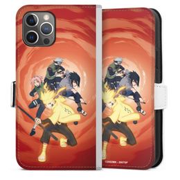 DeinDesign iPhone 12 Pro Handy Klapph&uuml;lle Handyh&uuml;lle aus Kunst Leder wei&szlig; Flip Case Sasuke Sakura Naruto Shippuden Sideflip mit Lasche