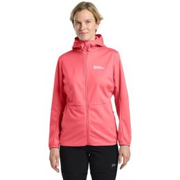 Softshelljacke Jack Wolfskin "FELDBERG HOODY W", Damen, Gr. XL, orange (sunset coral), Obermaterial: 100% Polyester, Jacken Softshelljacke, f&uuml;r Wandern und Trekking, winddicht, wasserabweisend, atmungsaktiv