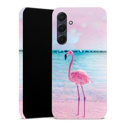DeinDesign Galaxy A55 5G Handy Premium Case Smartphone Handyh&uuml;lle Schutzh&uuml;lle matt Beach Tropical Flamingo Premium Case