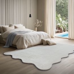 Teppich the carpet "Relax Scallop kuschelig & Super Soft", creme, B:160cm L:220cm, Polyester, Teppiche, Teppich, Anti-Rutsch Unterseite, Waschbar bis 30 Grad, Felloptik